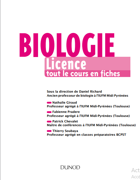 Biologie (licence)- tout le cours en fiches, méthodes, QCM - المكتبة الإسلامية العامة
